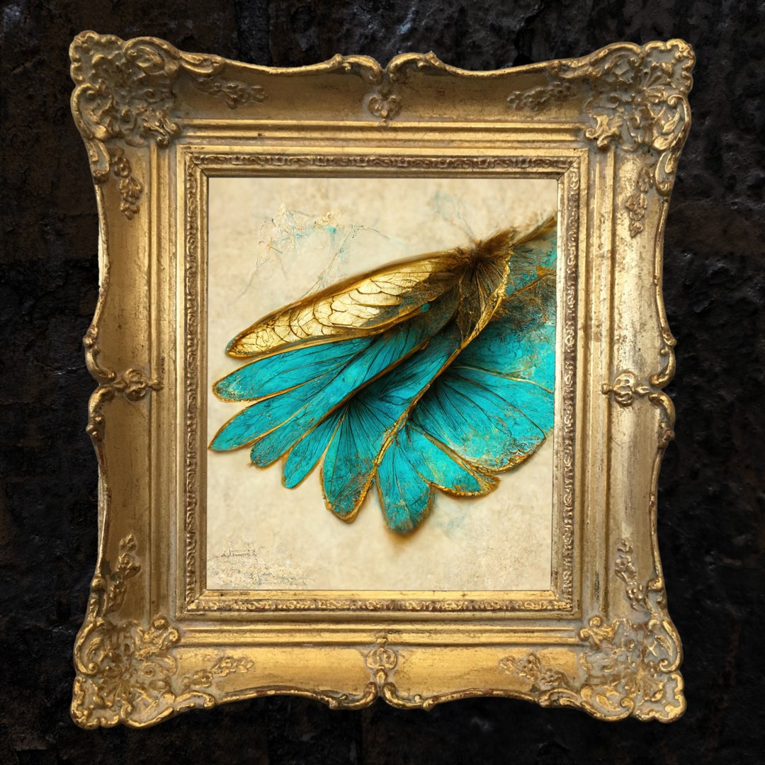 Victorian Turquoise Golden Angel Wing Abstract Angel Wings Digital ...