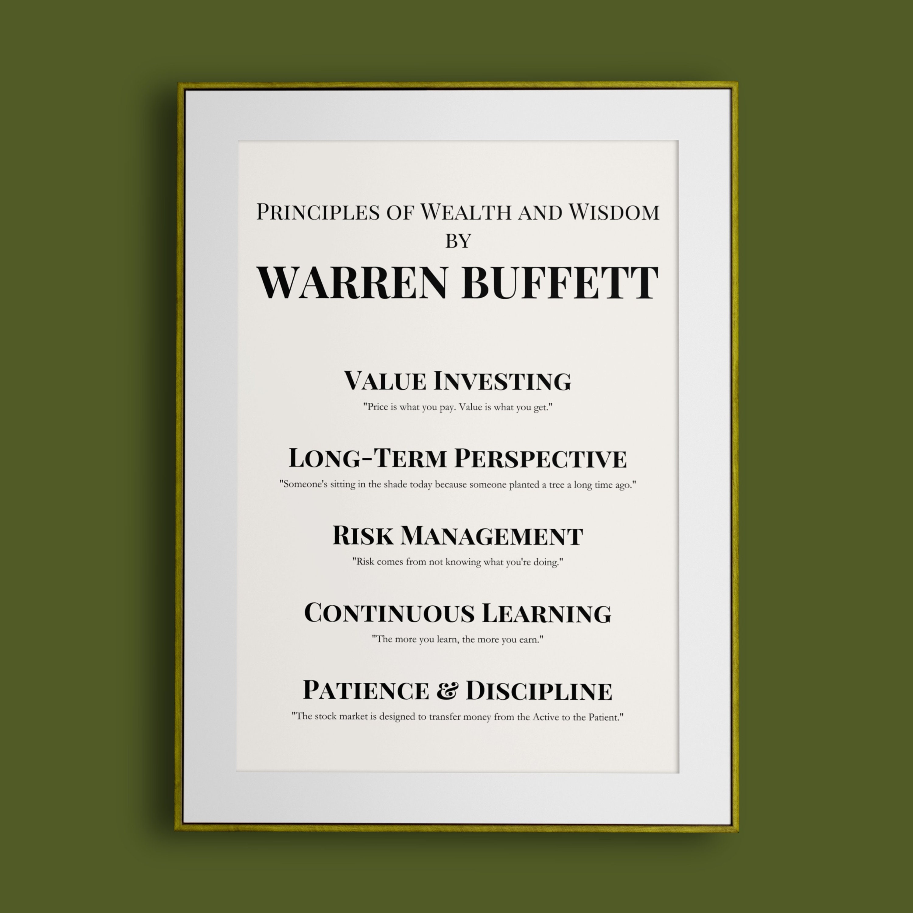 Business Inspiration Poster, Principles by Warren Buffett on Making ...
