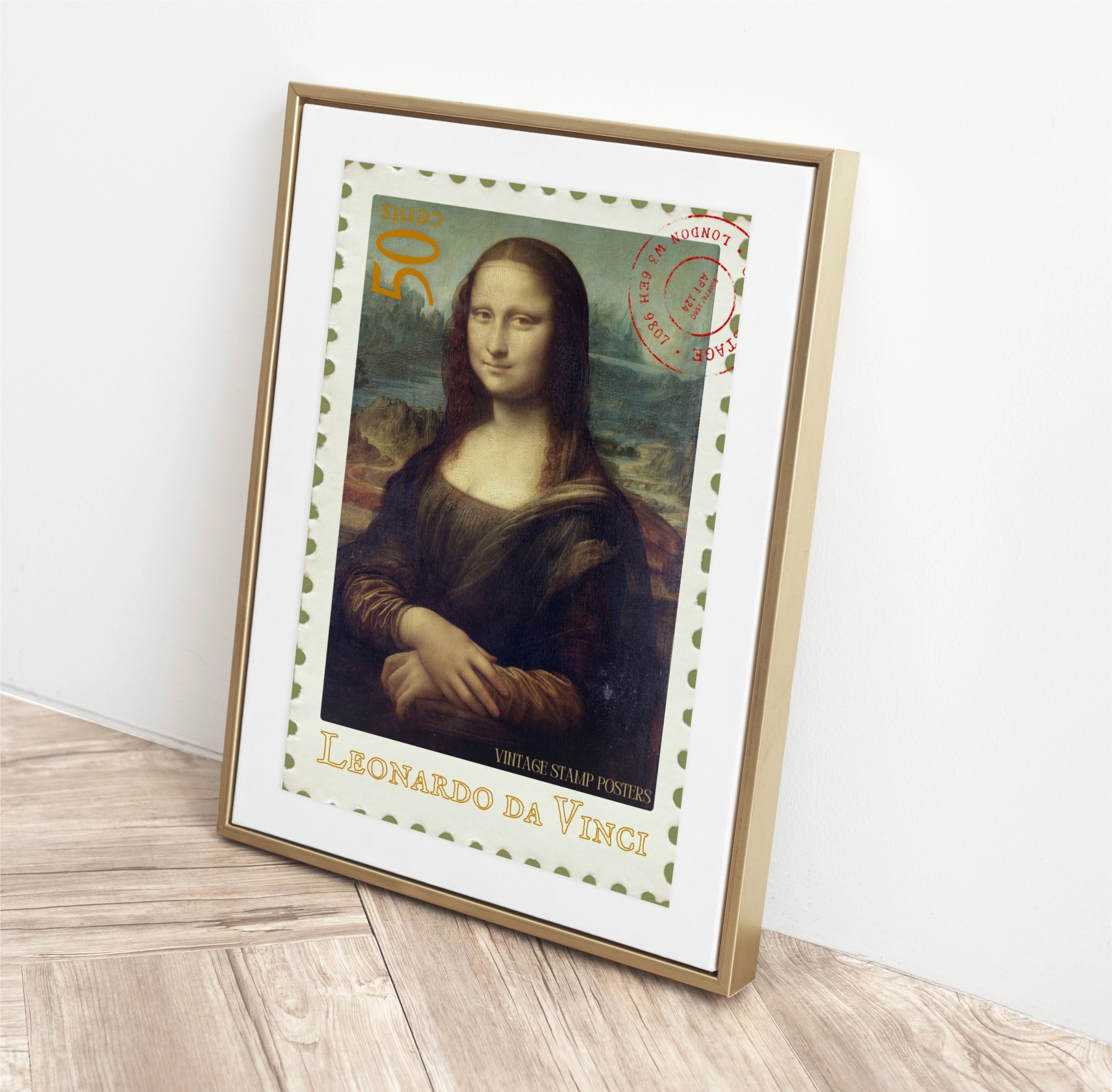 Leonardo Da Vinci Mona Lisa Stamp Art Print (digital Download) - Etsy