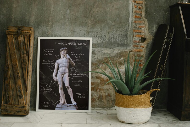 Michelangelo David Infographic Poster | Renaissance Sculpture (digital ...