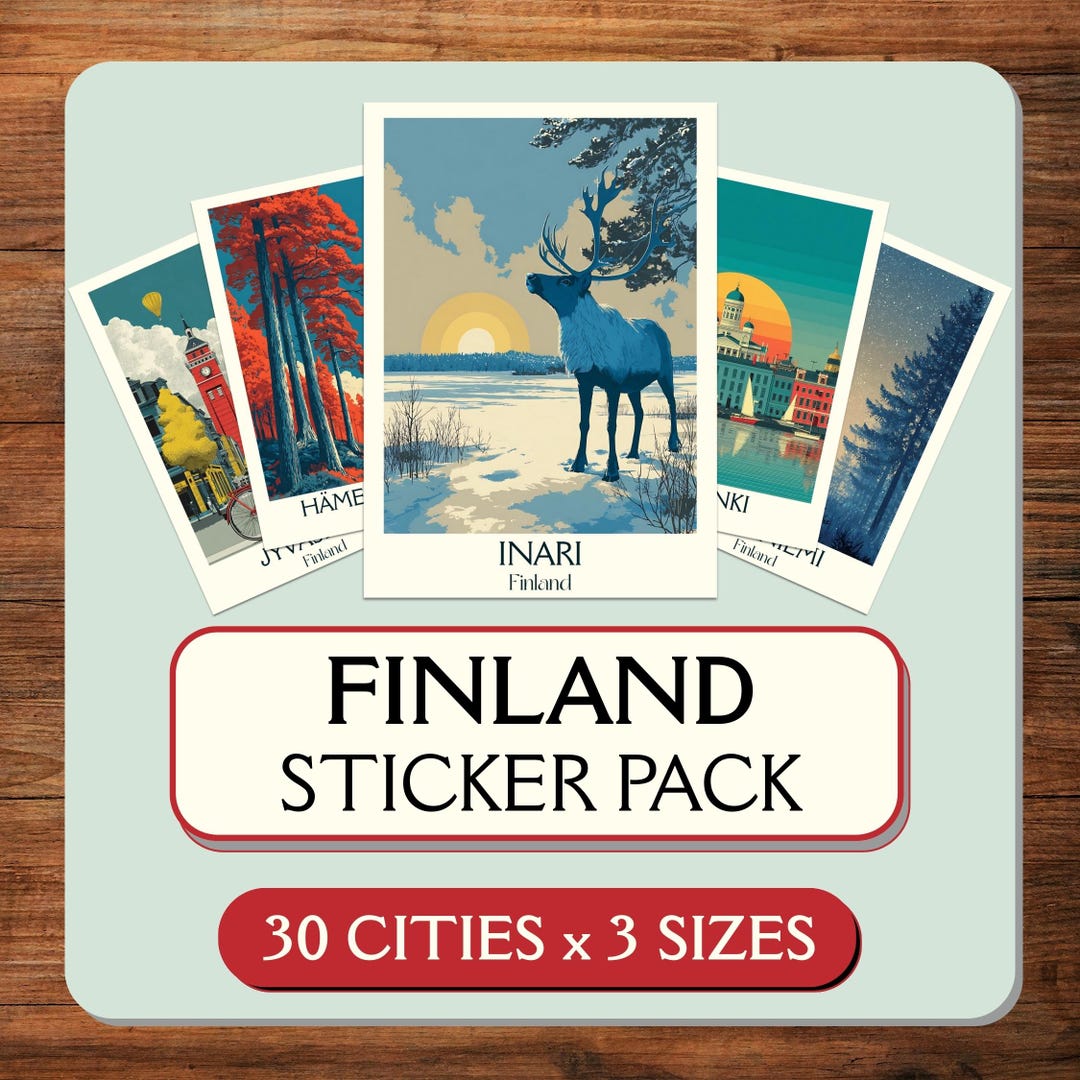 Finland Travel Sticker Mega Pack: Vintage Style Planner Decals (PNG ...