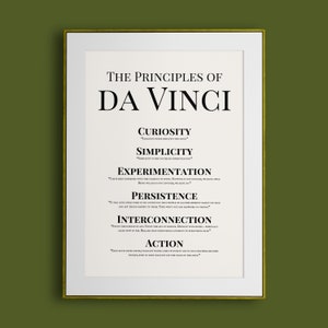 Quotes and Phrases Poster, Principles of Leonardo Da Vinci ...