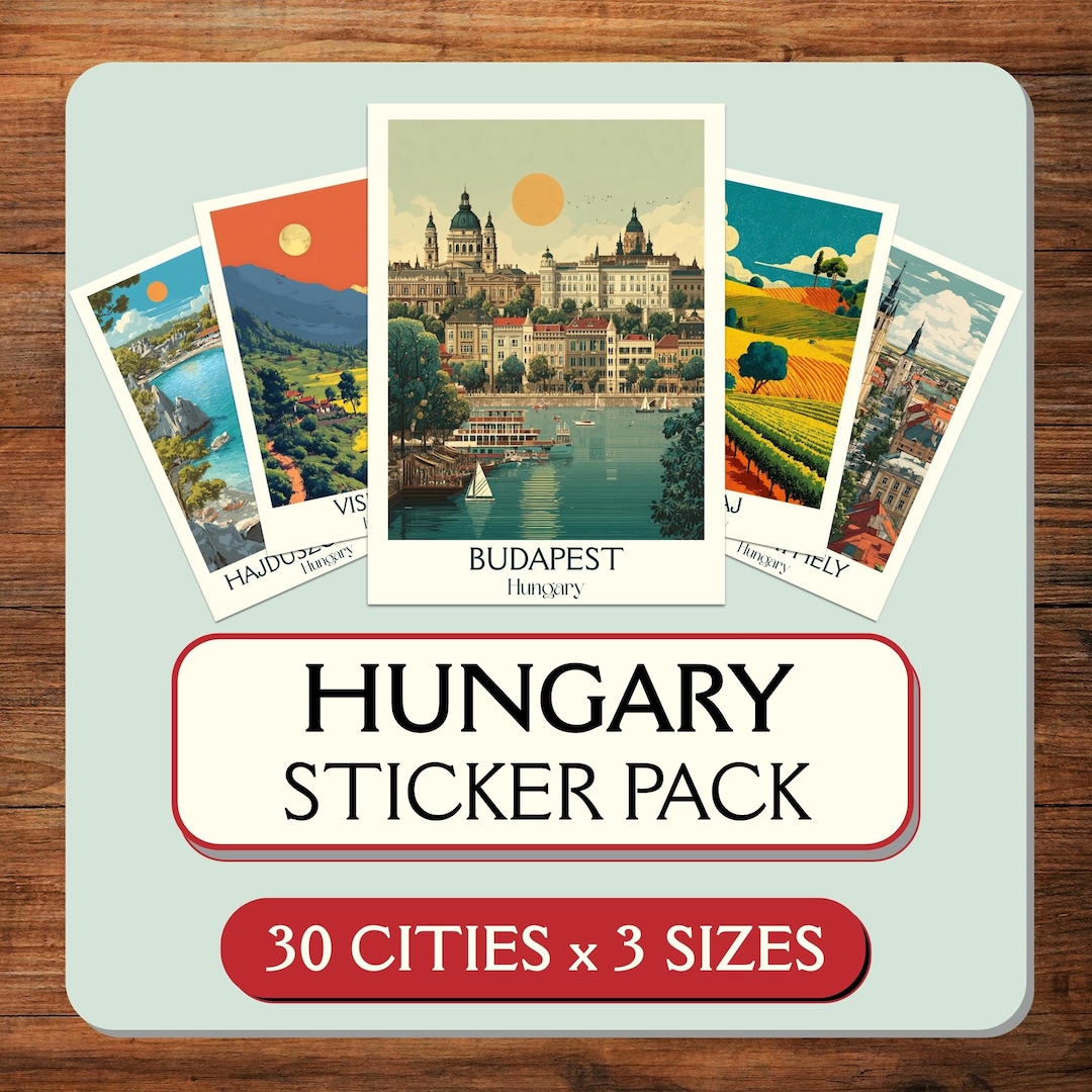 Vintage Hungary Travel Sticker Set: Budapest, Lake Balaton (PNG & PDF ...