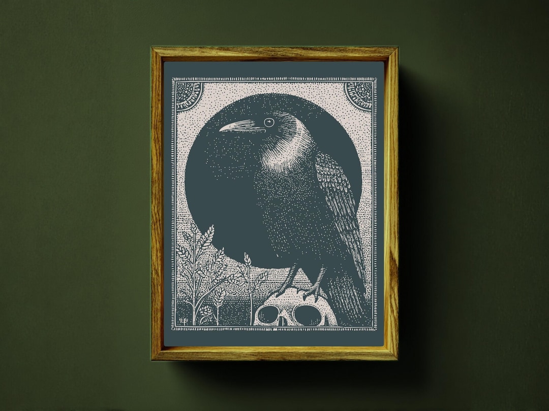 Blood Moon Raven - Omen Wall Art - Pagan Symbolism - Etsy