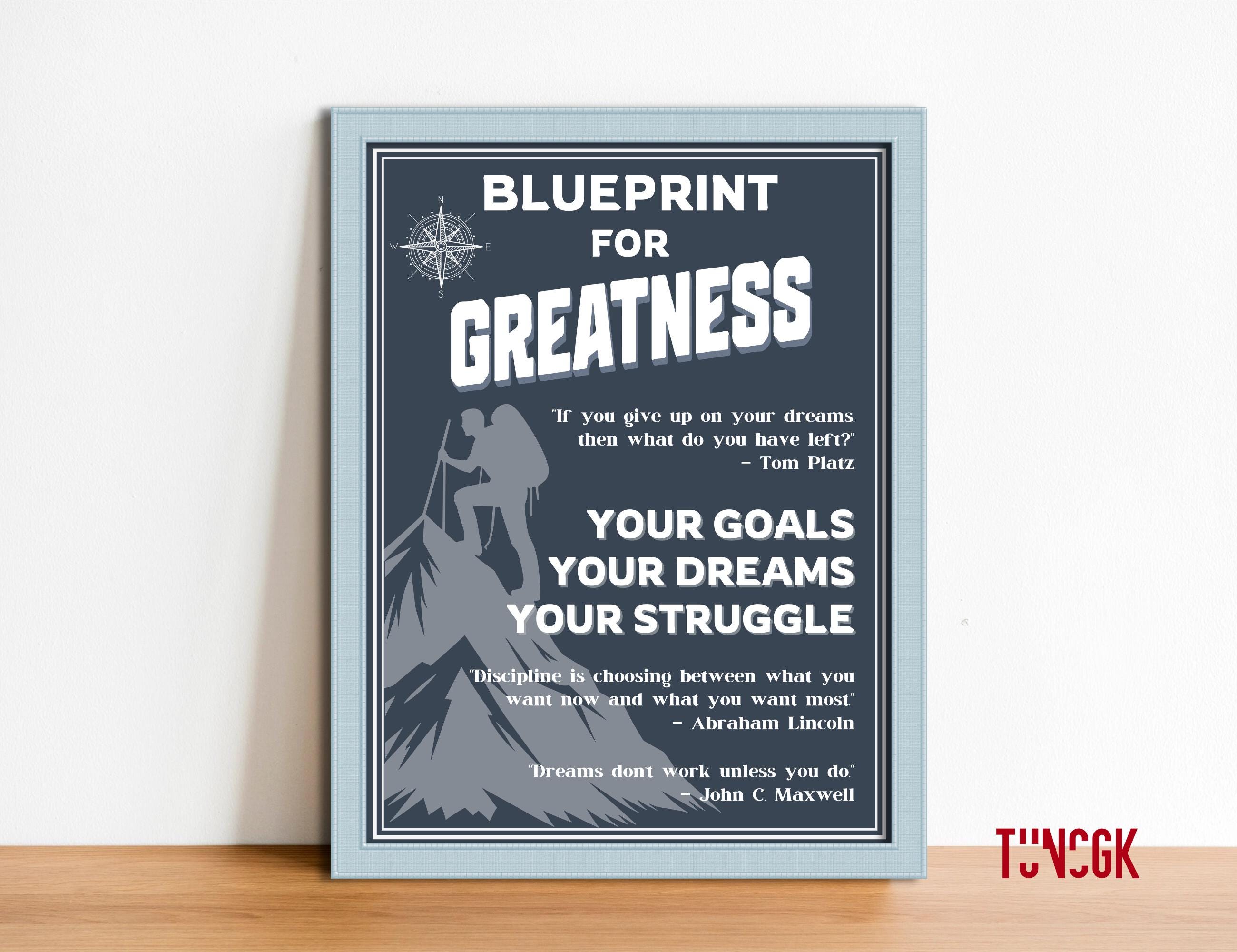 Blueprint for Greatness Poster, Inspirational Quotes (digital Download ...
