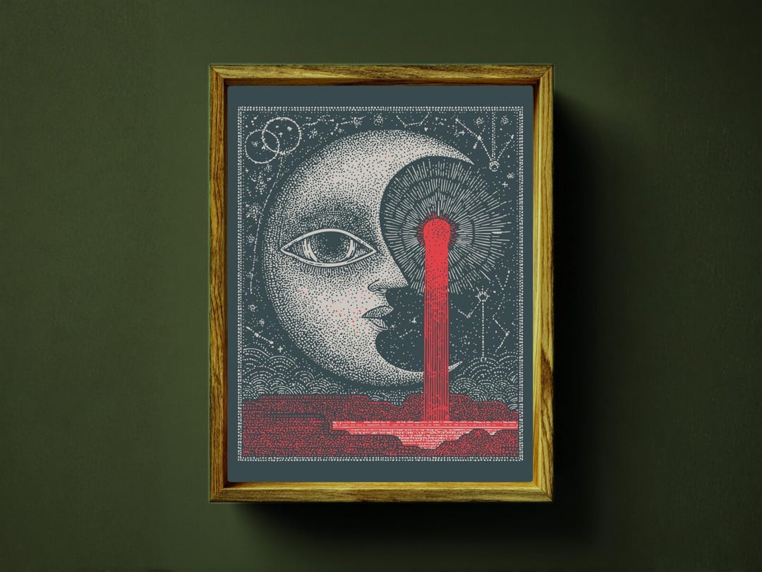 Weeping Moon Art - Lunar Grief - Macabre Wall Decor - Etsy