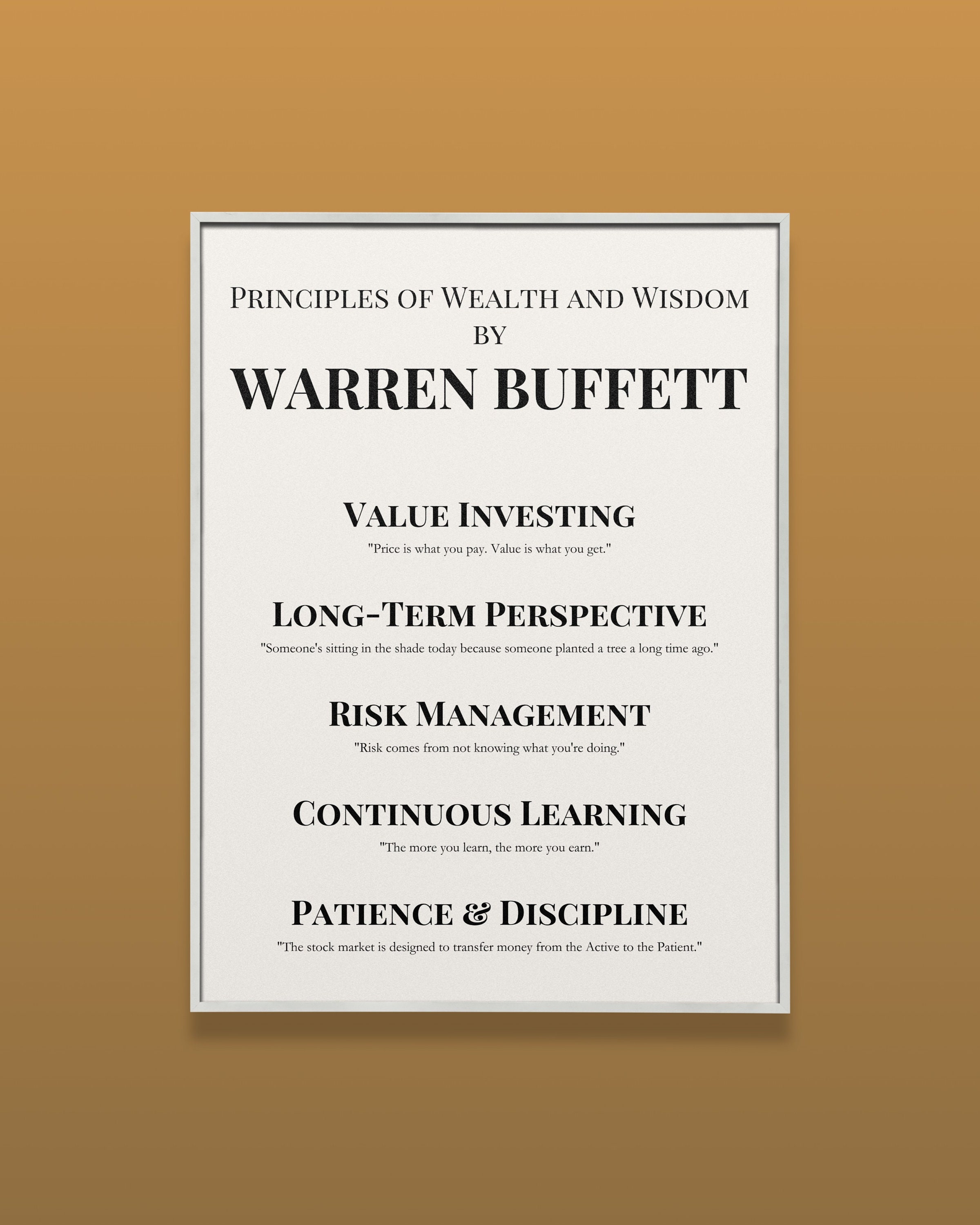 Business Inspiration Poster, Principles by Warren Buffett on Making ...