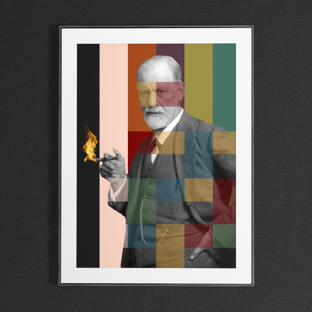 Sigmund Freud Portrait Print, Colorful Psychoanalysis Art (digital ...