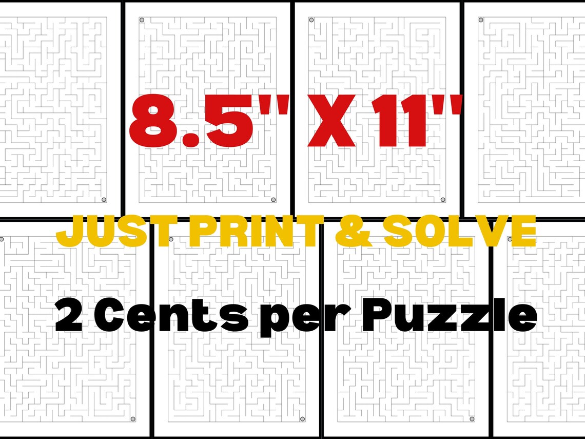 110 Intermediate Level Printable Maze Puzzles for Adults & Smart Kids ...