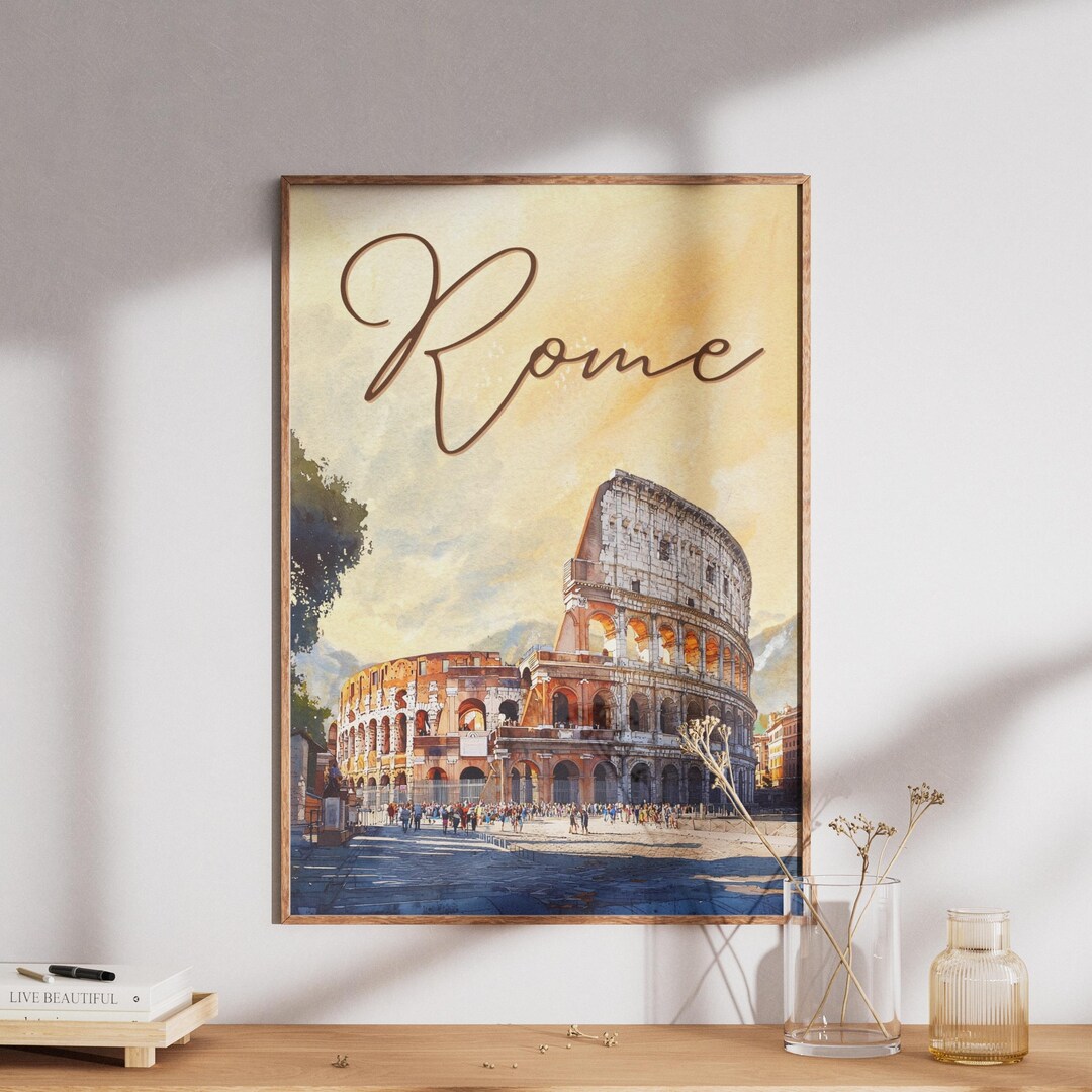 Rome Colosseum Print, Italian Monument Art, Ancient City Wall Decor ...