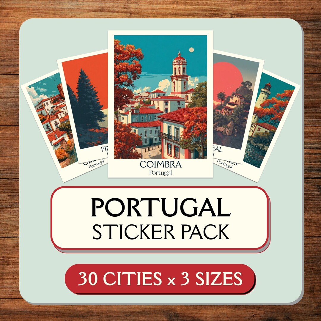 Vintage Portugal Travel Sticker Set: Lisbon, Porto, Algarve (PNG & PDF ...