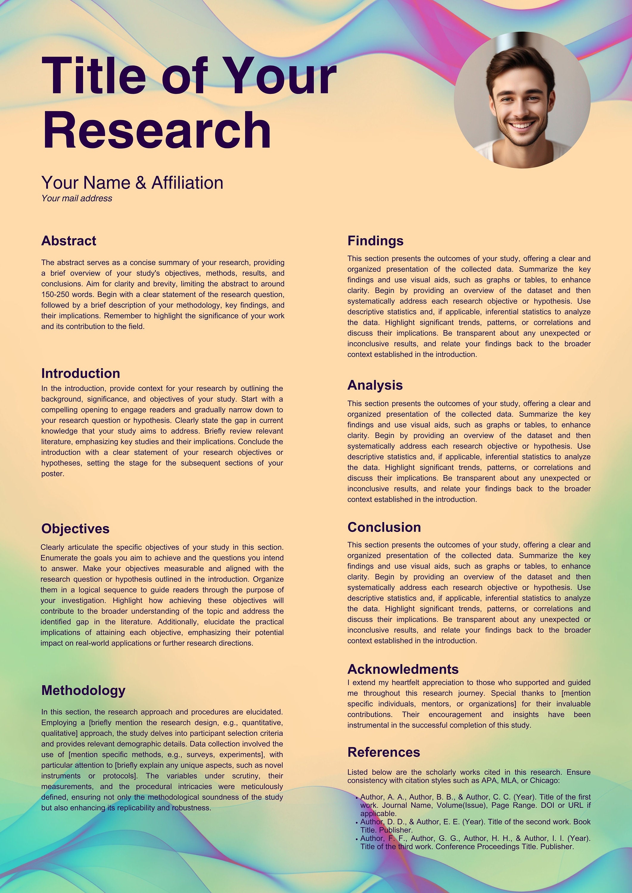 Academic Research Poster Template Canva, A0 A1 A2 Size, Vertical ...
