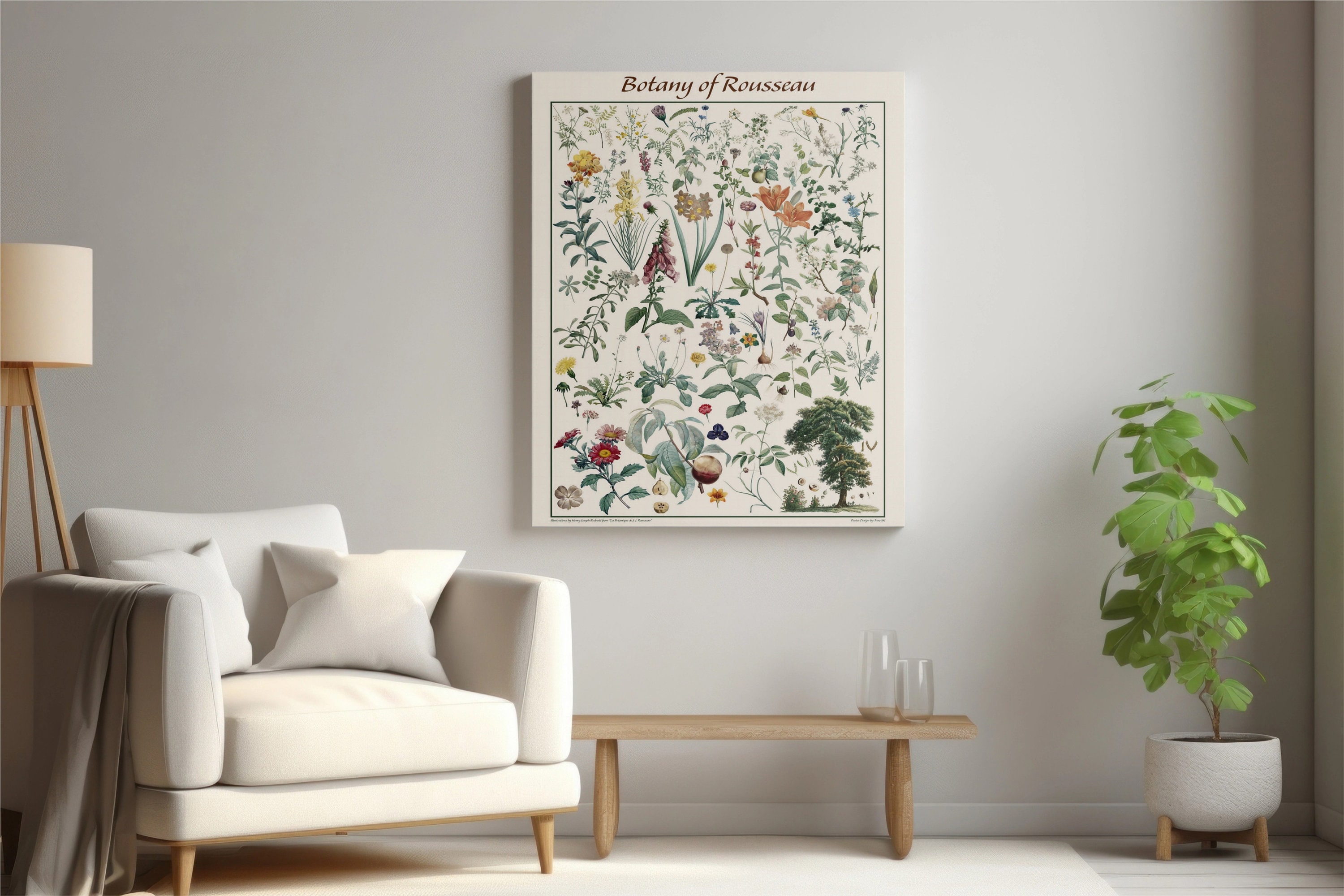 Plant Flower Collage Wall Art, Visual Compendium Printable Digital ...