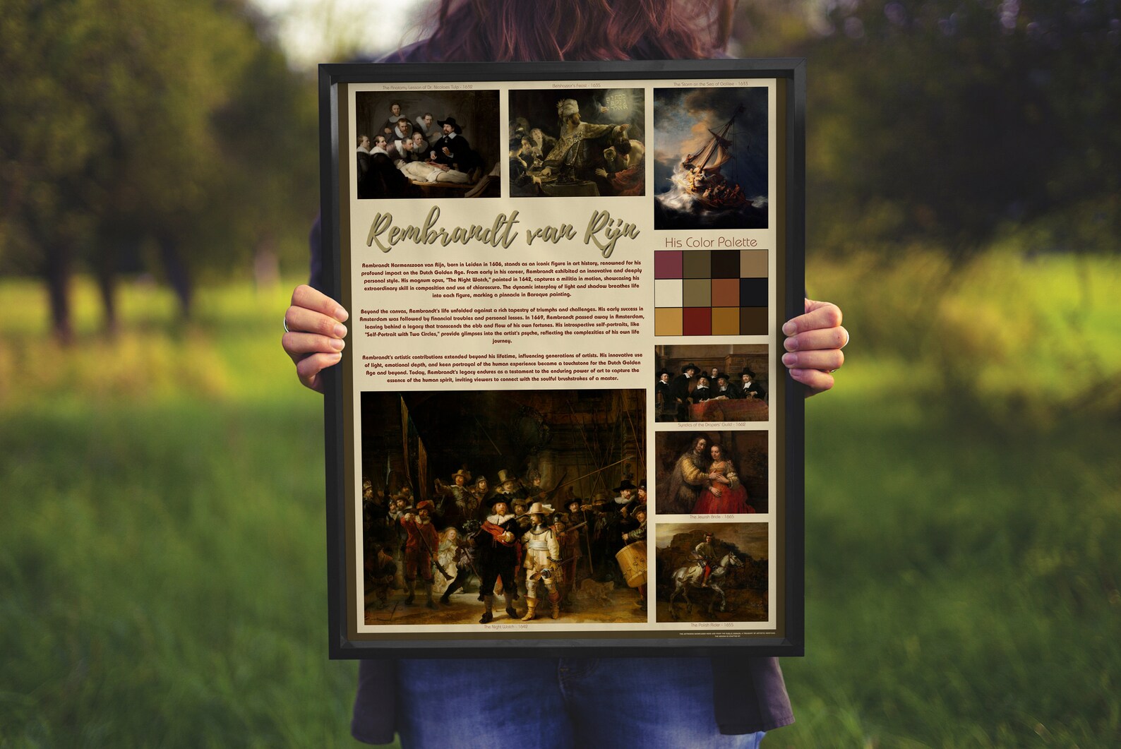 Rembrandt Infographic Wall Art | Baroque Painting Digital Instant ...