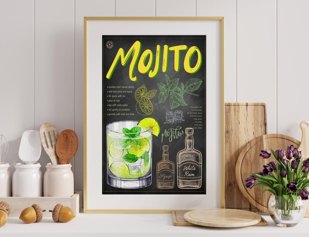 Mojito Cocktail Recipe | Pub, Bar & Kitchen Decor | Chalk Board Menu ...