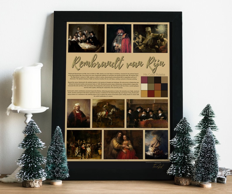 Rembrandt Infographic Wall Art | Baroque Painting Digital Instant ...