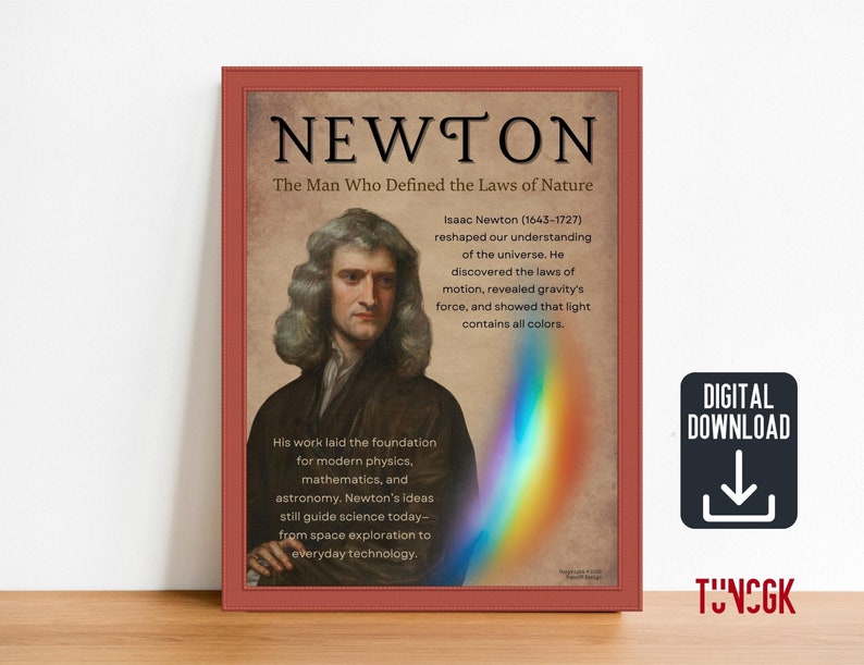 Isaac Newton Science Poster | Physics Rainbow Prism Art (digital ...