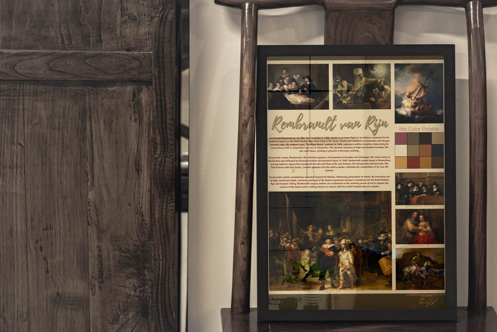 Rembrandt Infographic Wall Art | Baroque Painting Digital Instant ...