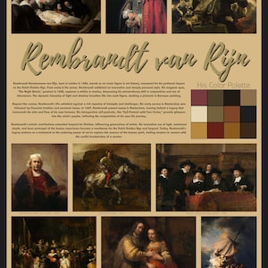 Rembrandt Infographic Wall Art | Baroque Painting Digital Instant ...