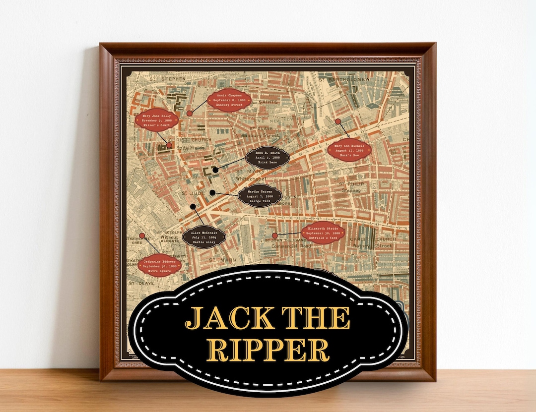 Victorian London Map Print | Whitechapel, Jack the Ripper Victims ...