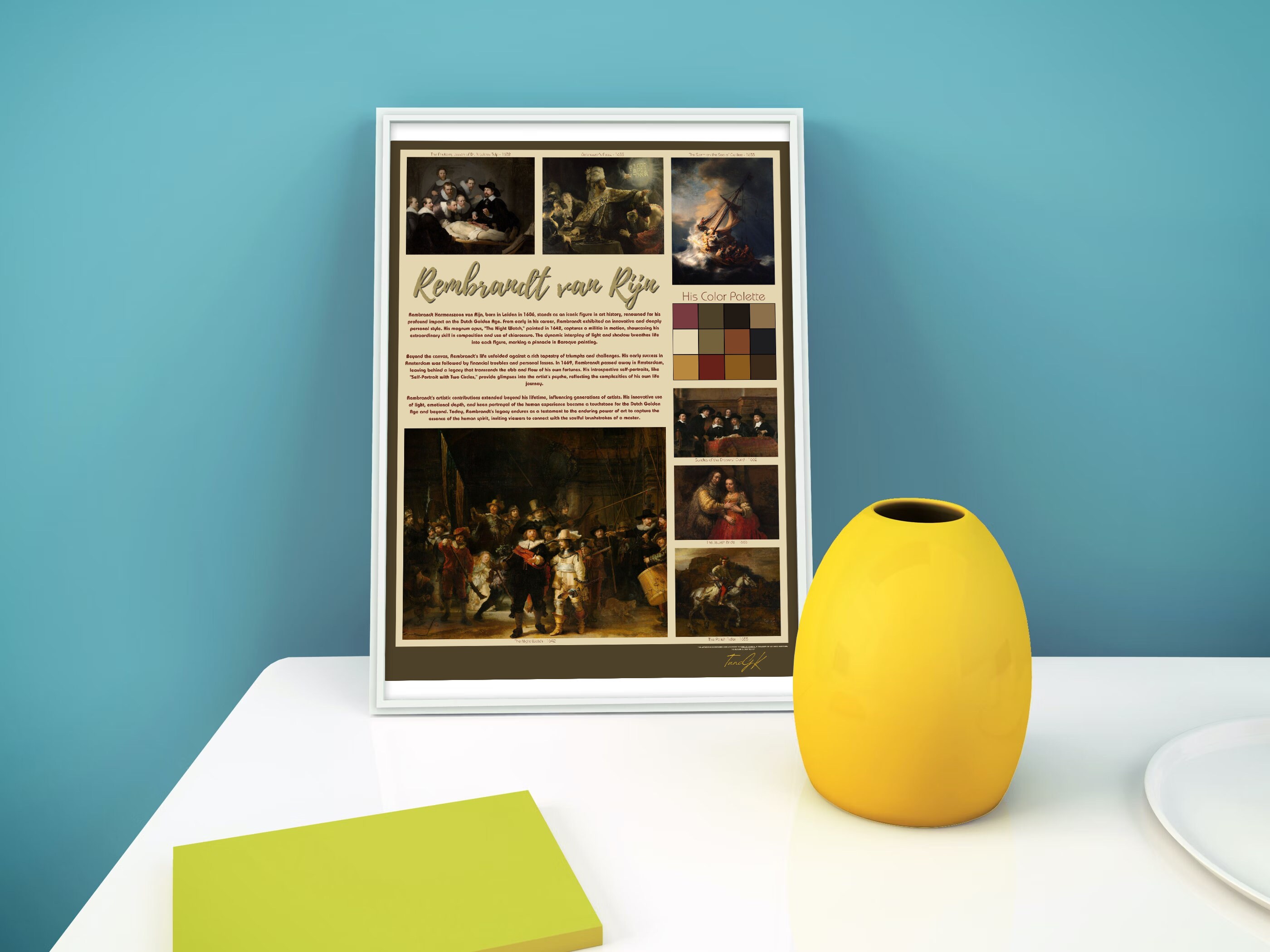 Rembrandt Infographic Wall Art | Baroque Painting Digital Instant ...