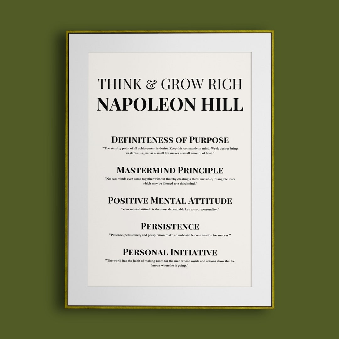 Think and Grow Rich Poster, Napoleon Hill Quotes (digital Download ...