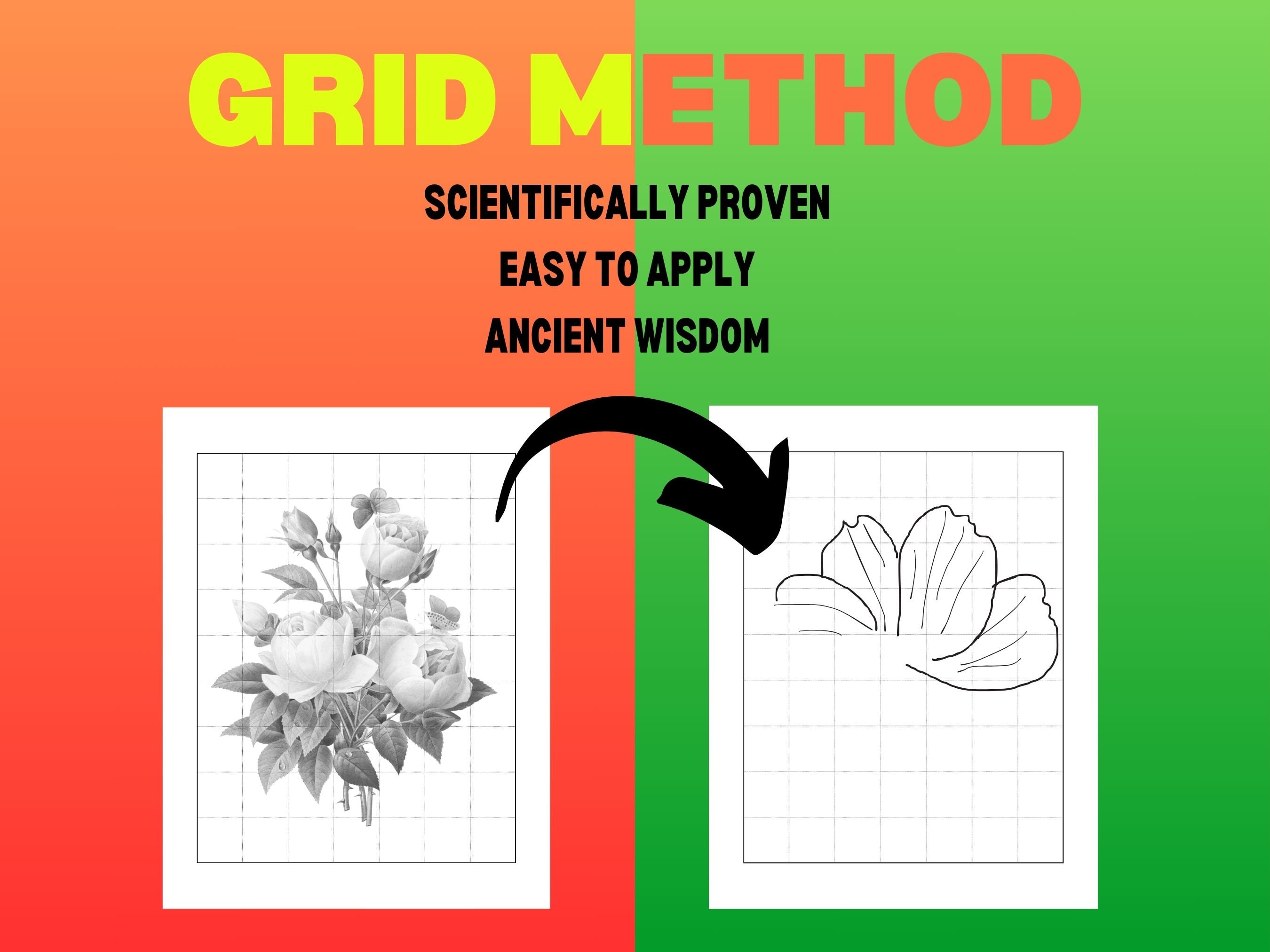 Grid Drawing Exercise Worksheets for Improving Floral Illustration ...