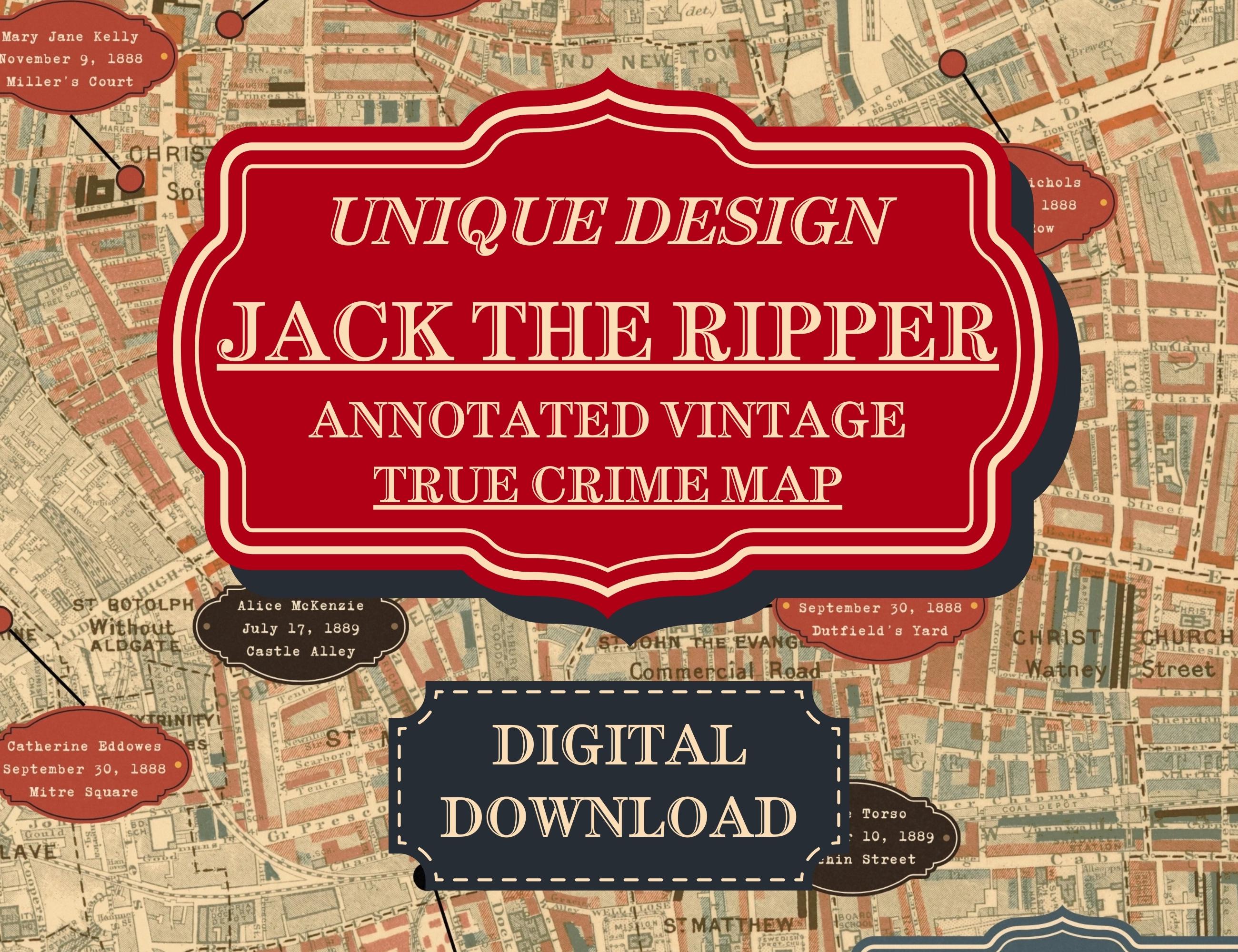Victorian London Map Print | Whitechapel, Jack the Ripper Victims ...