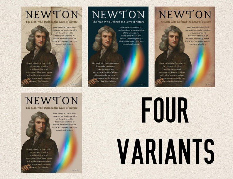 Isaac Newton Science Poster | Physics Rainbow Prism Art (digital ...