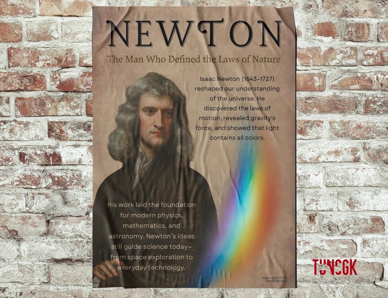 Isaac Newton Science Poster | Physics Rainbow Prism Art (digital ...