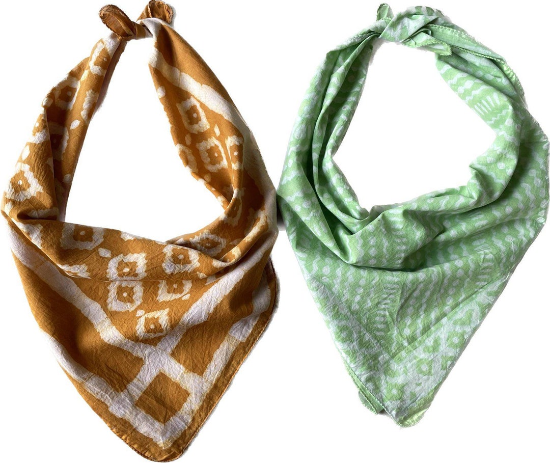 Set of 2 Bandana Scarf, Head Scarf, Scarves for Women, Block Print ...
