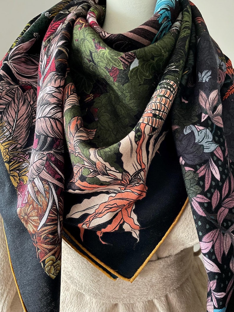 Wool Silk Luxury Extra Large Scarf Square Big Shawl Wrap 55x55 ...