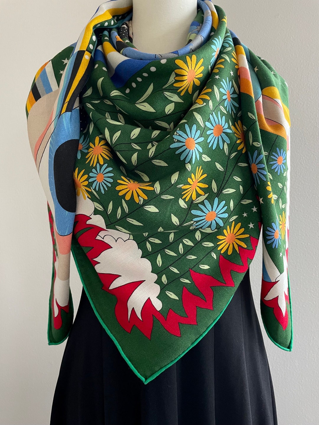 Wool Silk Luxury Extra Large Square Scarf Shawl Wrap 55x55" 140x140cm ...