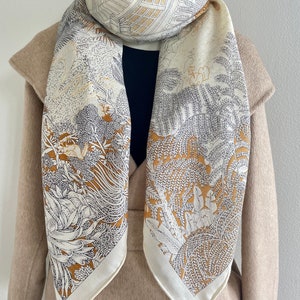 Wool Silk Scarf Luxury Large Scarf Square Shawl Wrap 55x55" 140x140cm ...