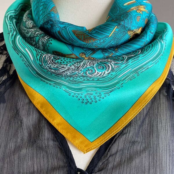 Turquoise Silk Scarf - Etsy