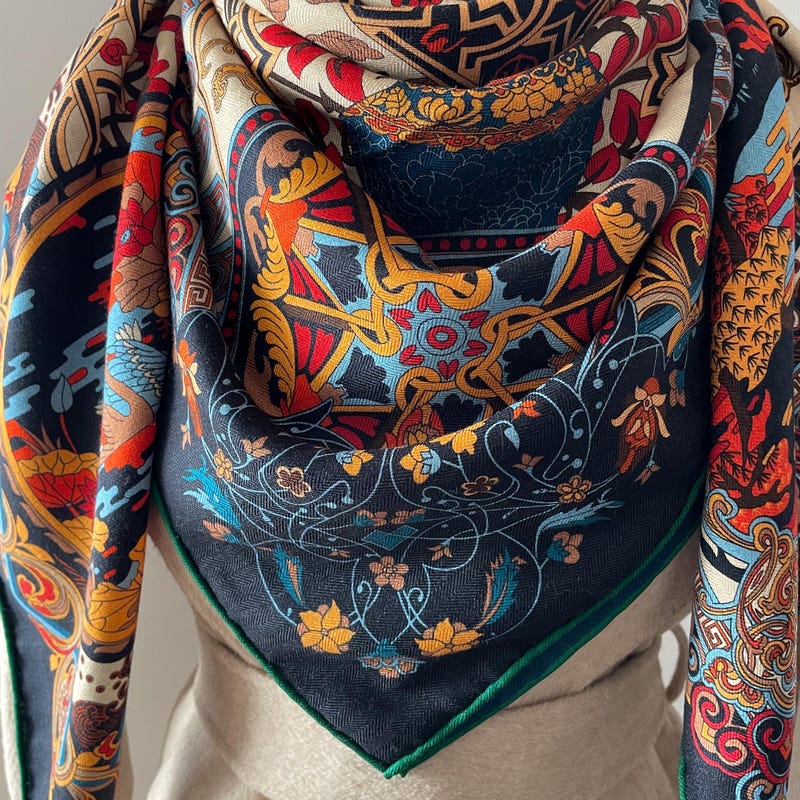 Red Wool Scarf Square - Etsy