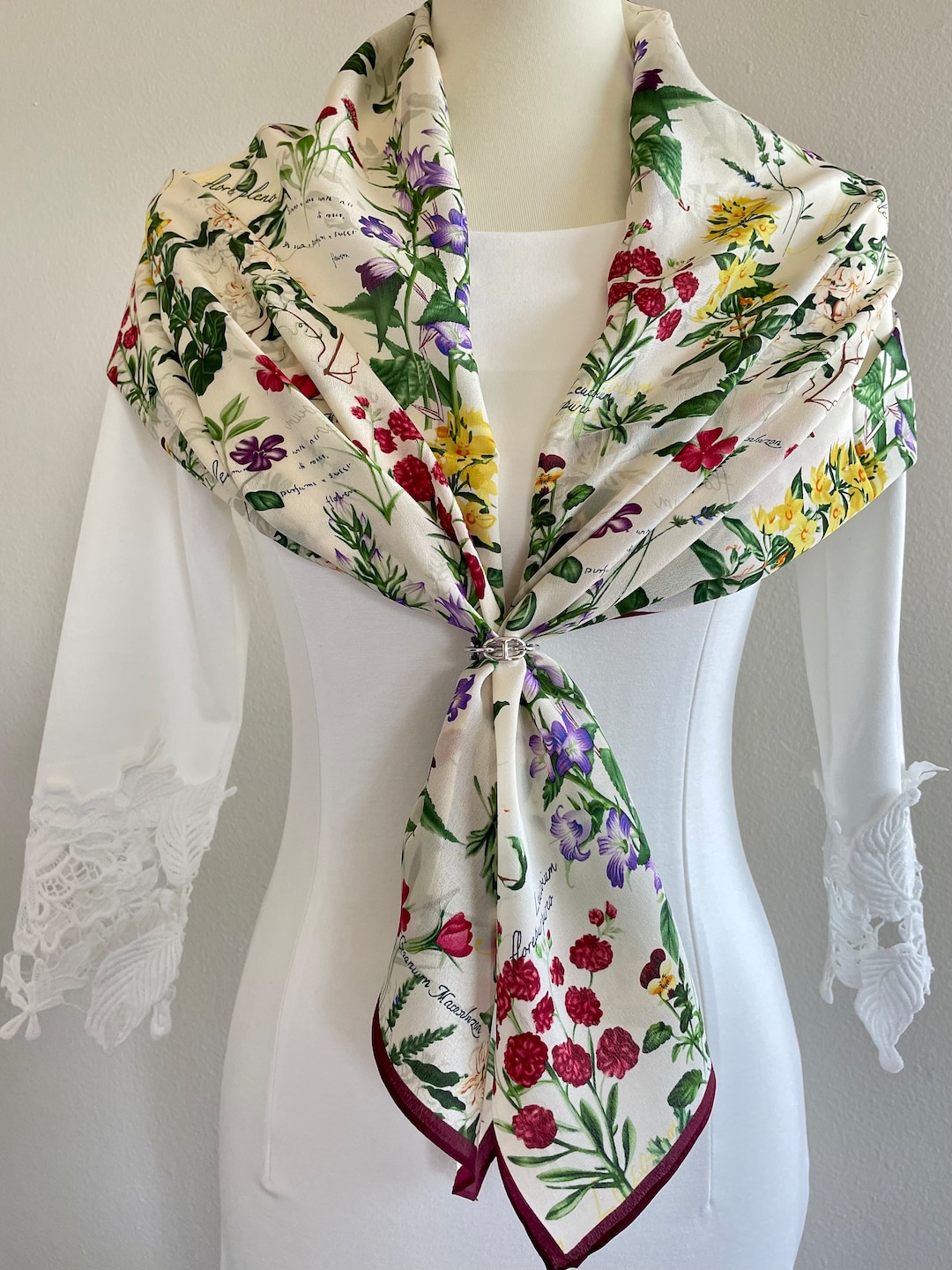 100% Silk Long Scarf Pure Silk Shawl Mulberry Silk Hair Head Scarf ...