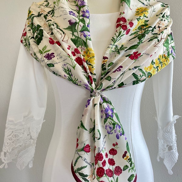 Flowers Silk Scarf - Etsy