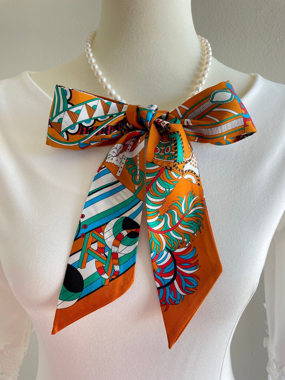 100% Silk Skinny Scarf Pure Silk Twill Scarf Bag Handle Cover Mulberry ...