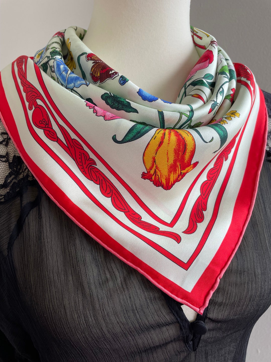 100% Silk Twill Luxury Scarf Square, Pure Silk Bandana, Mulberry Silk ...