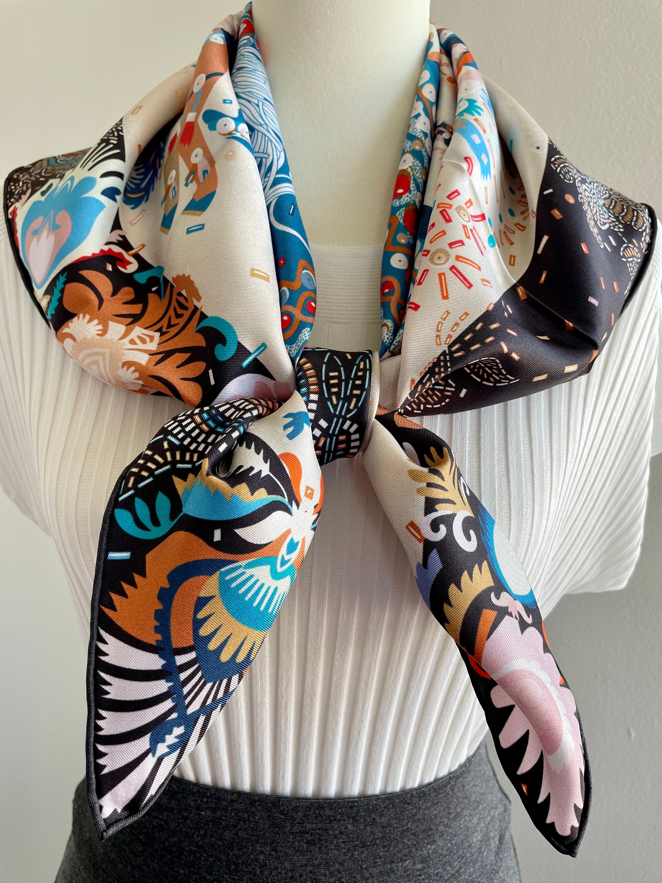 100% Silk Twill Scarf Shawl Silk Bandana Silk Hair Head Scarf - Etsy