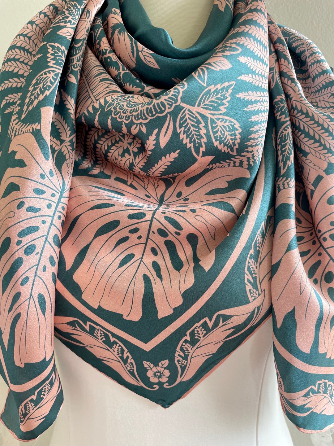 100% Silk Scarf Square Pure Silk Shawl Large Silk Hair Head Scarf 43x43 ...