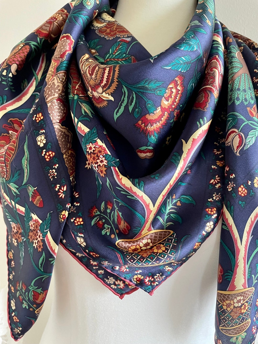 100% Silk Scarf Square Pure Silk Shawl Large Silk Hair Head Scarf 43 ...