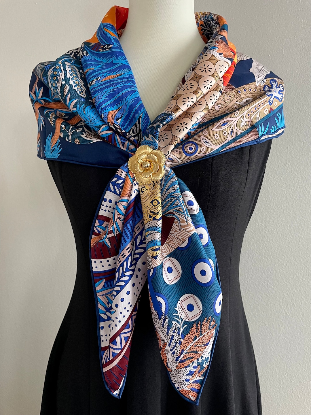 100% Silk Twill Scarf Large Shawl Silk Hair Head Scarf 35x35” 90x90cm ...