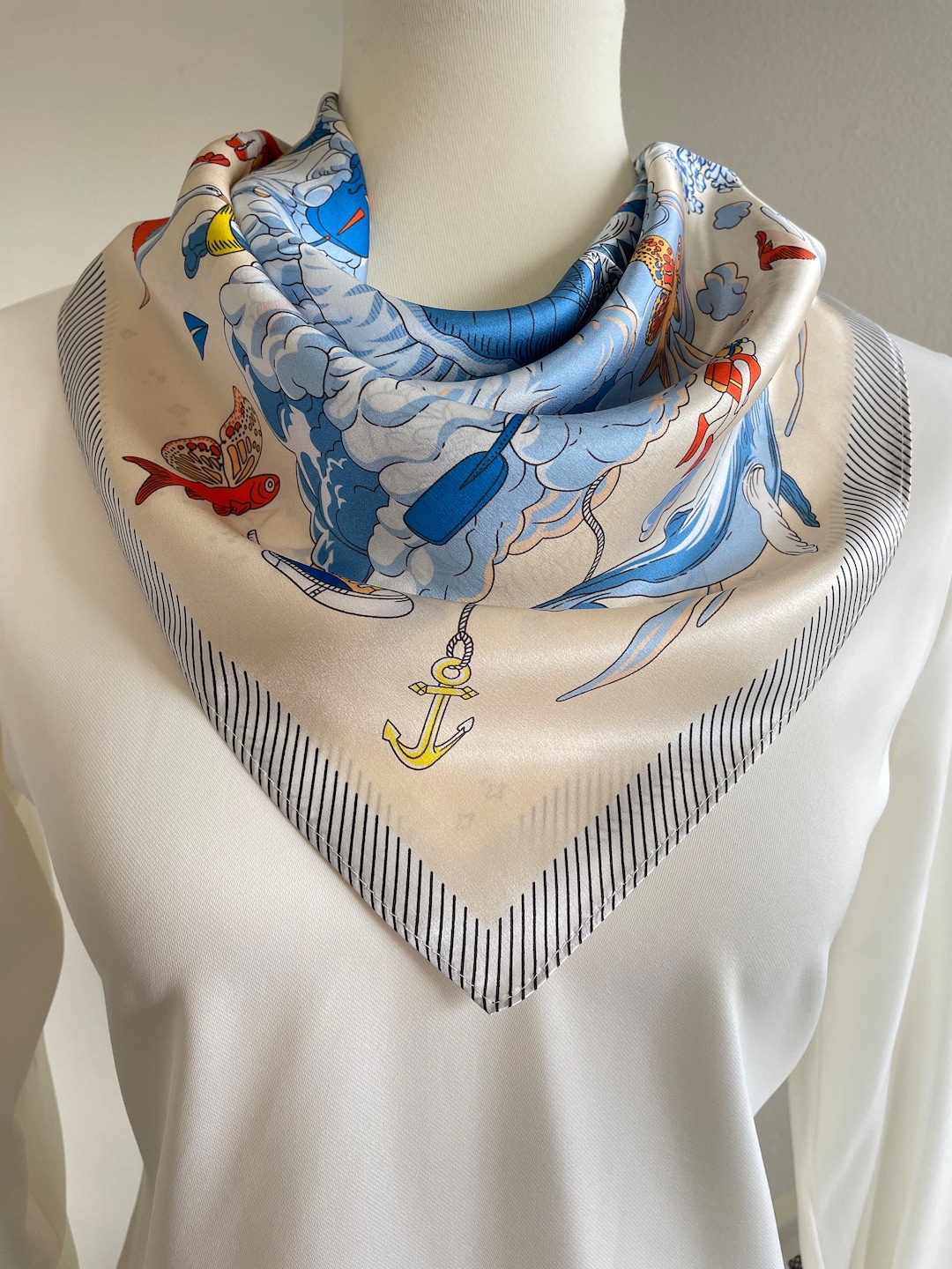 100% Silk Scarf Square Pure Silk Bandana Silk Hair Head Bag Scarf 27x27 ...