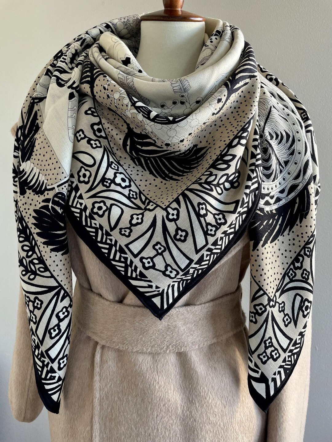 Wool Silk Luxury Extra Large Scarf Square Shawl Wrap 55x55”140x140cm ...
