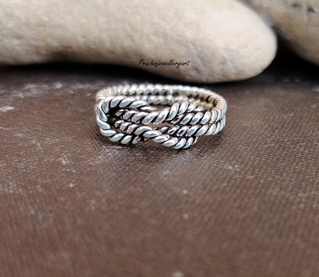 925 Sterling Silver Twisted Rope Ring, Dainty Ring, Stackable Ring ...