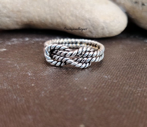 925 Sterling Silver Twisted Rope Ring Dainty Ring Stackable - Etsy