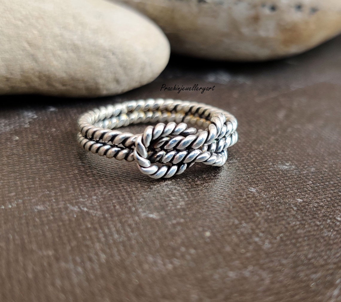 925 Sterling Silver Twisted Rope Ring Dainty Ring Stackable - Etsy