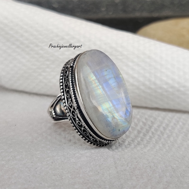 Large Moonstone Ring - Etsy